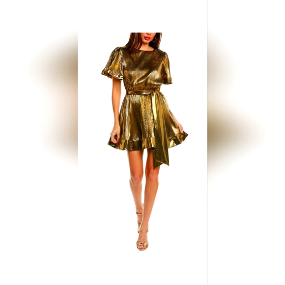 Milly | Dresses | Milly Lumi Pleated Lame Mini Dress | Poshmark